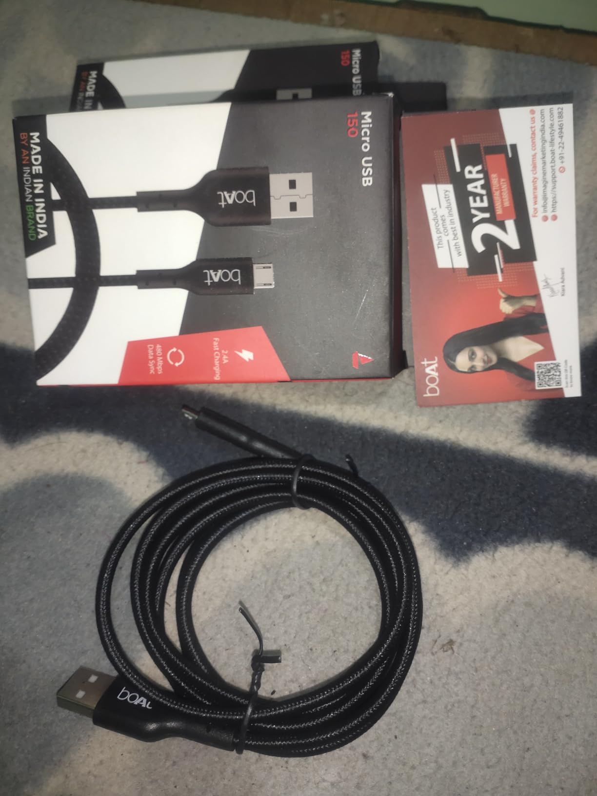 boAt Micro USB 150 Tangle-free, Sturdy Micro USB Cable with 3A Fast ...