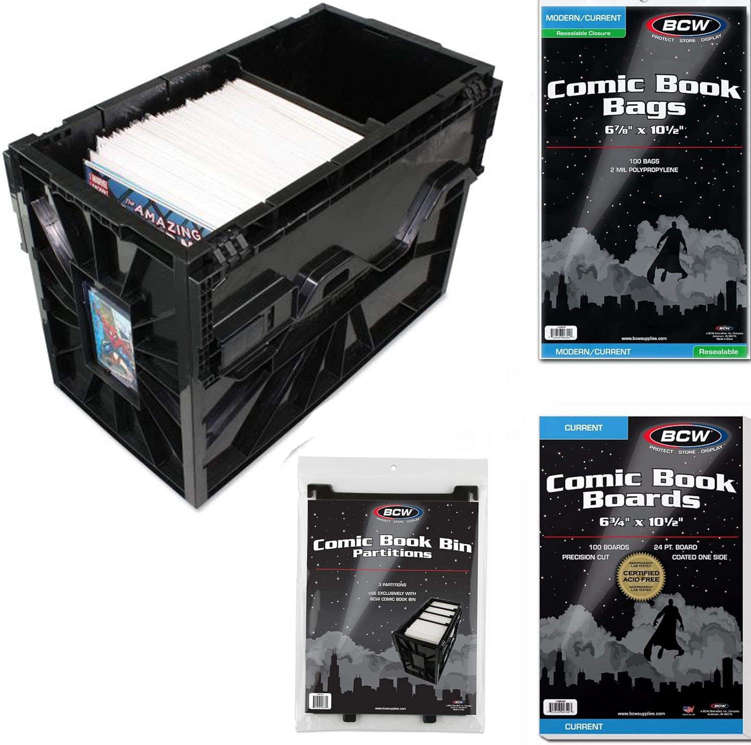 Snapklik.com : Starter Comic Book Storage Kit Storage Box, Partitions ...