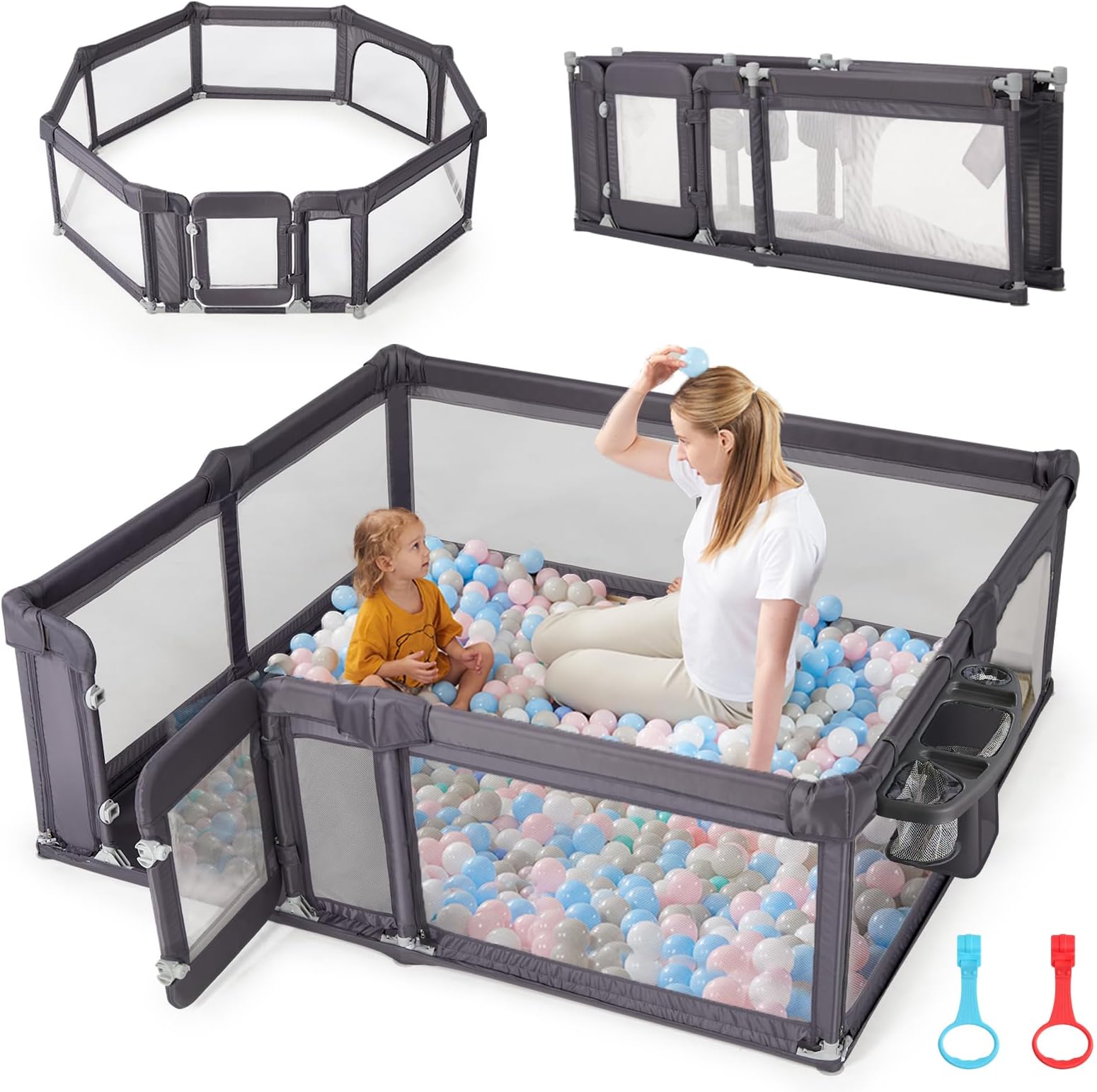 Amazon.com : Sweeby Foldable Baby Playpen, Baby Gate Playpens for ...