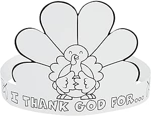 Amazon.com: Colorea tu propia corona de pavo I Thank God - 12 piezas ...
