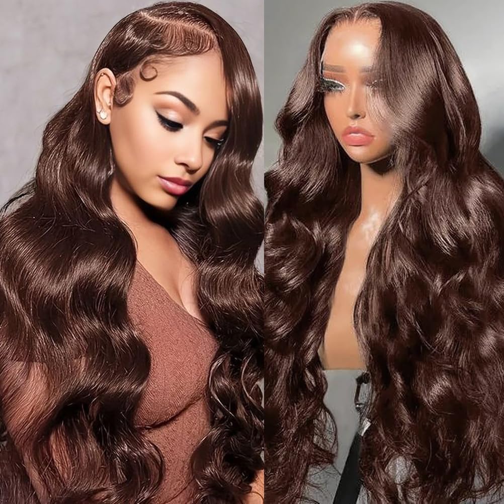 Amazon.com : GOLFMAX 30 Inch Chocolate Brown Lace Front Wig Human Hair ...