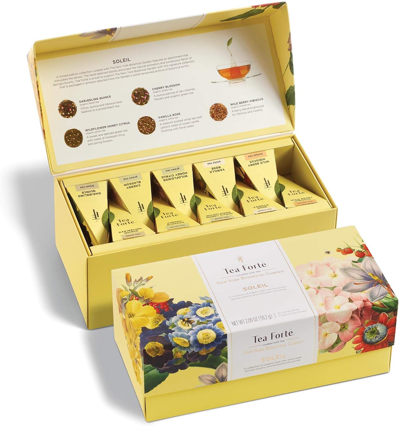 Amazon.com : Tea Forte Soleil Tea Sampler with 20 Pyramid Infuser Tea ...