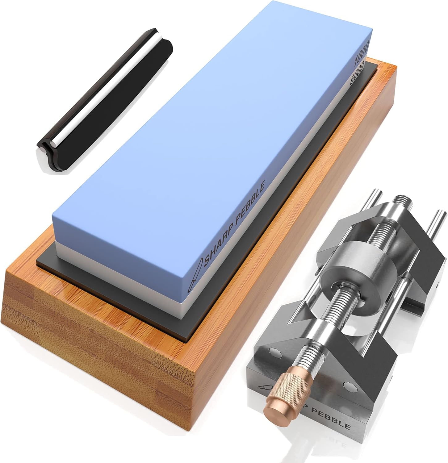 Sharp Pebble Premium Whetstone Knife Sharpening Stone 2 Side Grit 1000/6000 Waterstone with ...