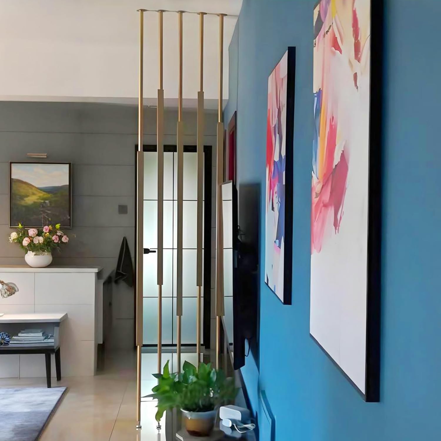 Metal Ironworks Room Divider, Tall Privacy Screen for Indoor Spaces ...