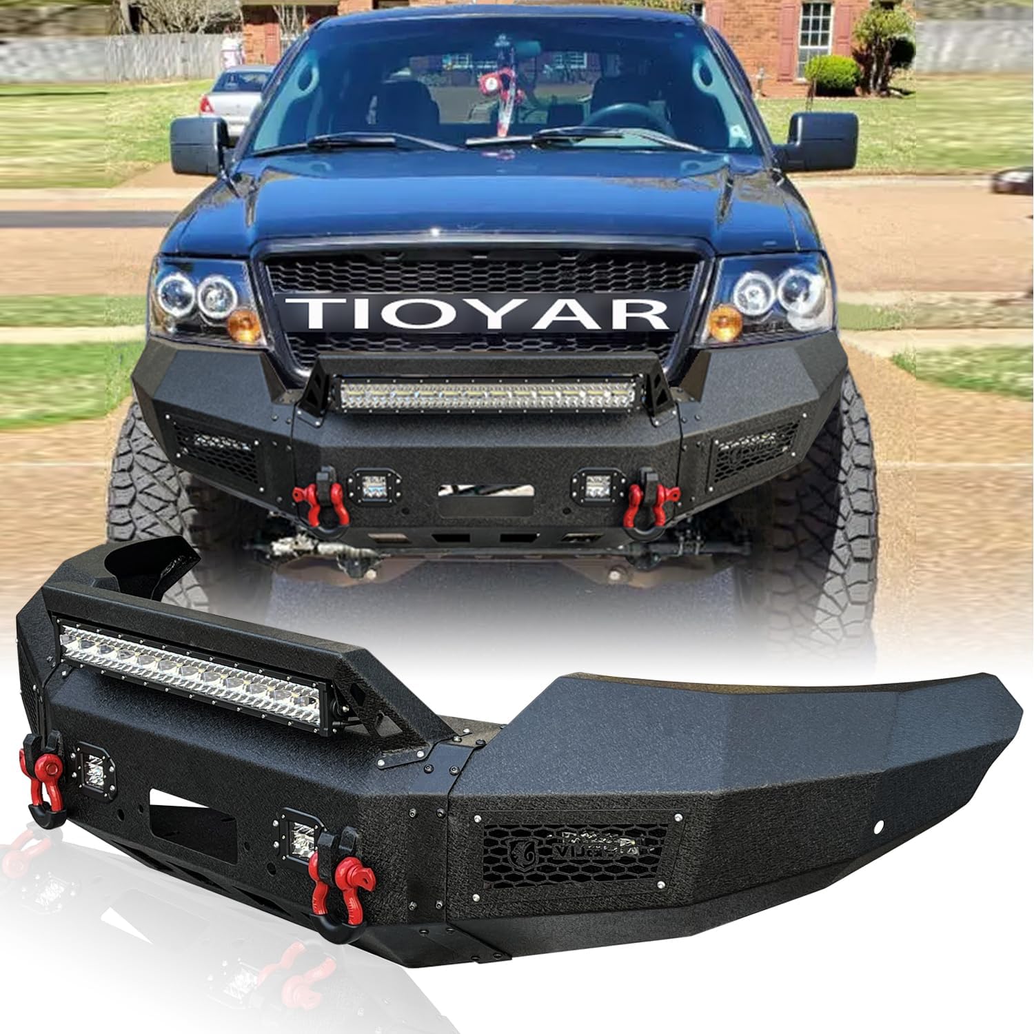 Amazon.com: TIOYAR Front + Rear Bumper Black Texture Compatible with 2004 2005 2006 Ford F150 ...