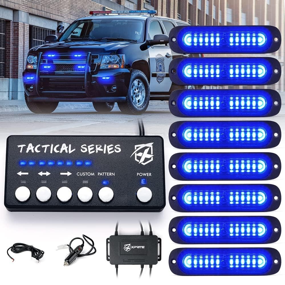 Snapklik.com : Xprite Blue LED Surface Mount Strobe Police Lights Kit ...