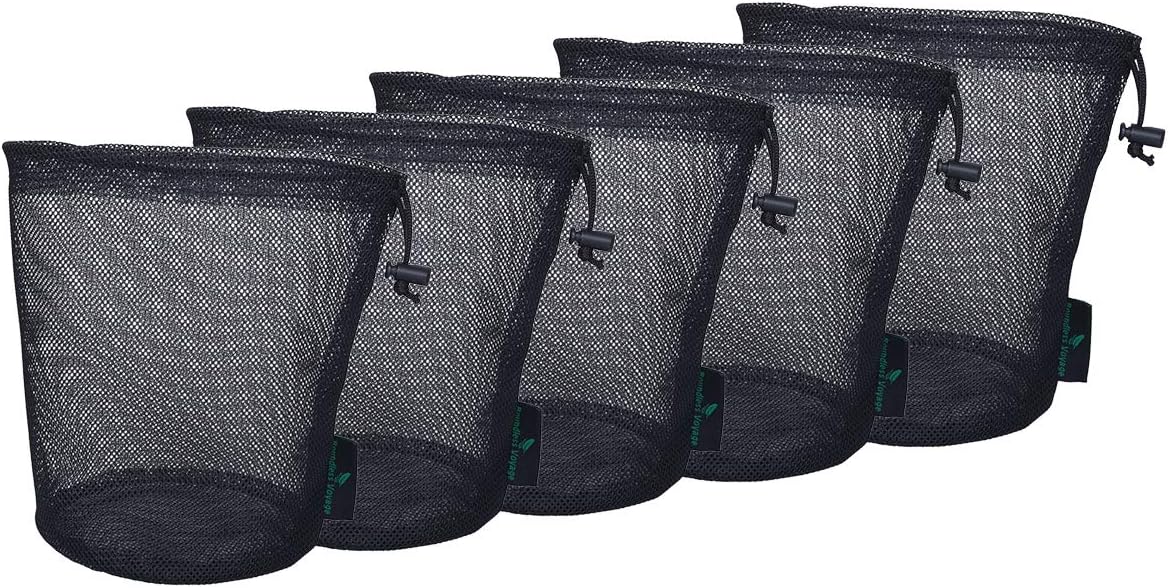 Amazon.com | HSCGIN Small Mesh Bags 5PCS Black Nylon Mesh Drawstring ...