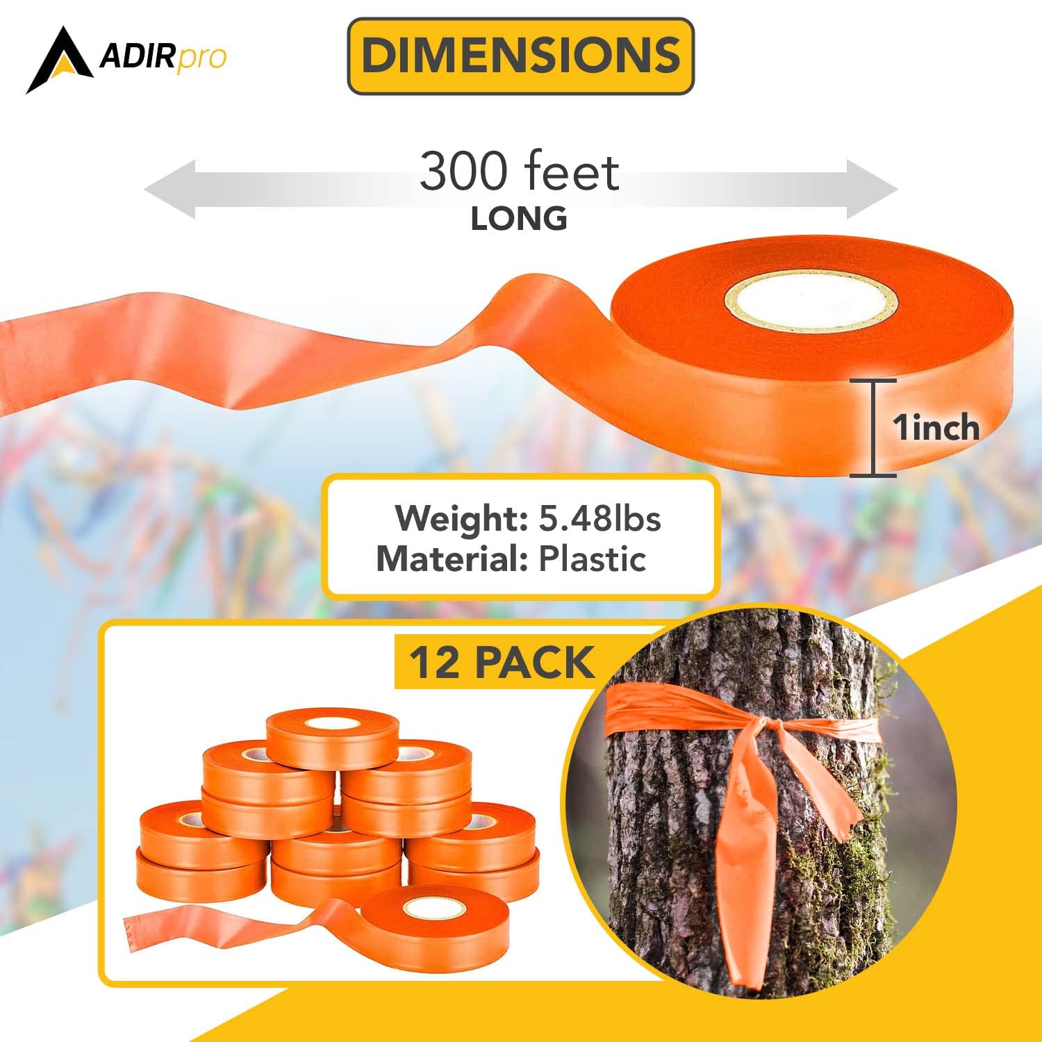 Snapklik.com : AdirPro 12 Pack Fluorescent Flagging Tape - Multipurpose ...