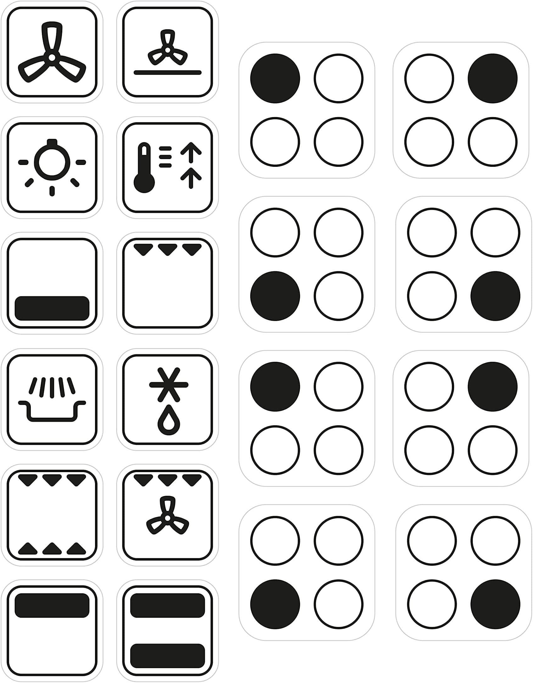 Cooker Symbol Sticker Set for Cooker Labelling (RPt1/1) (9 mm), Black ...