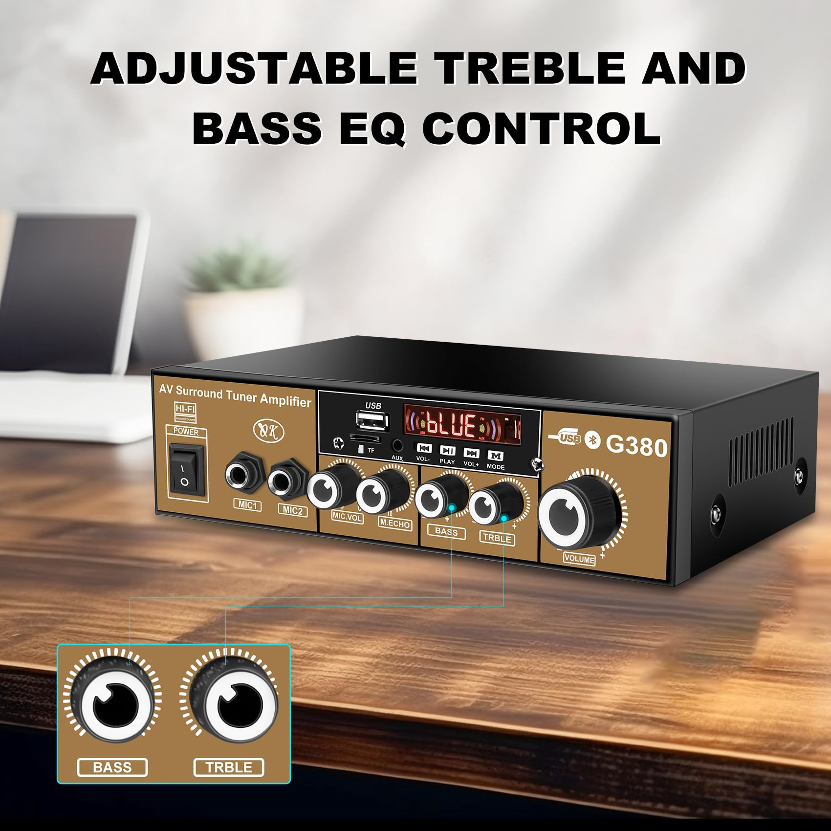 Stereo Audio Amplifier Receiver, 500Wx2 Home Dual Channel Bluetooth 5.0 ...