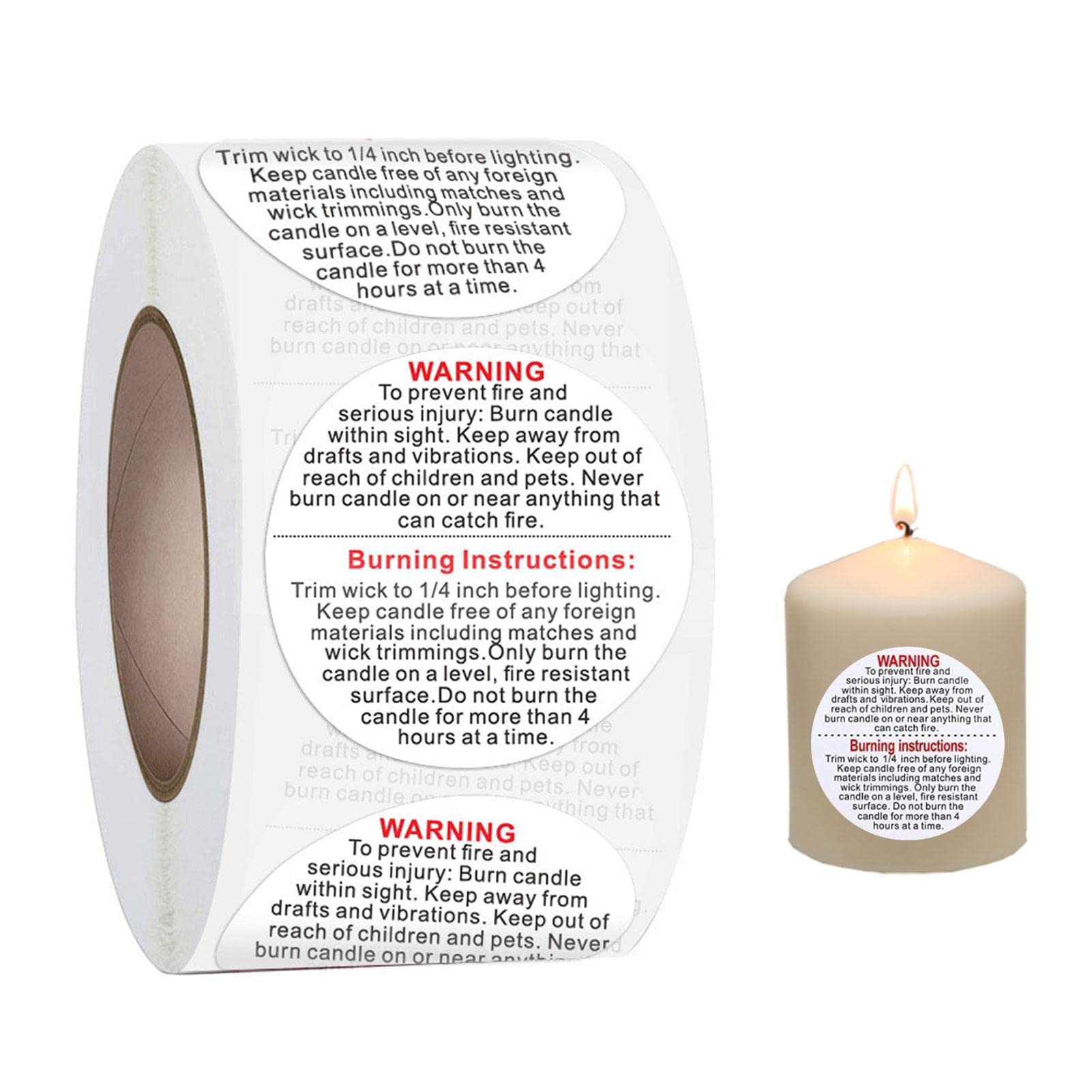 Buy N/A/A 500 Pieces Warning Signs for Candles, 1 Roll of 500 Pieces ...