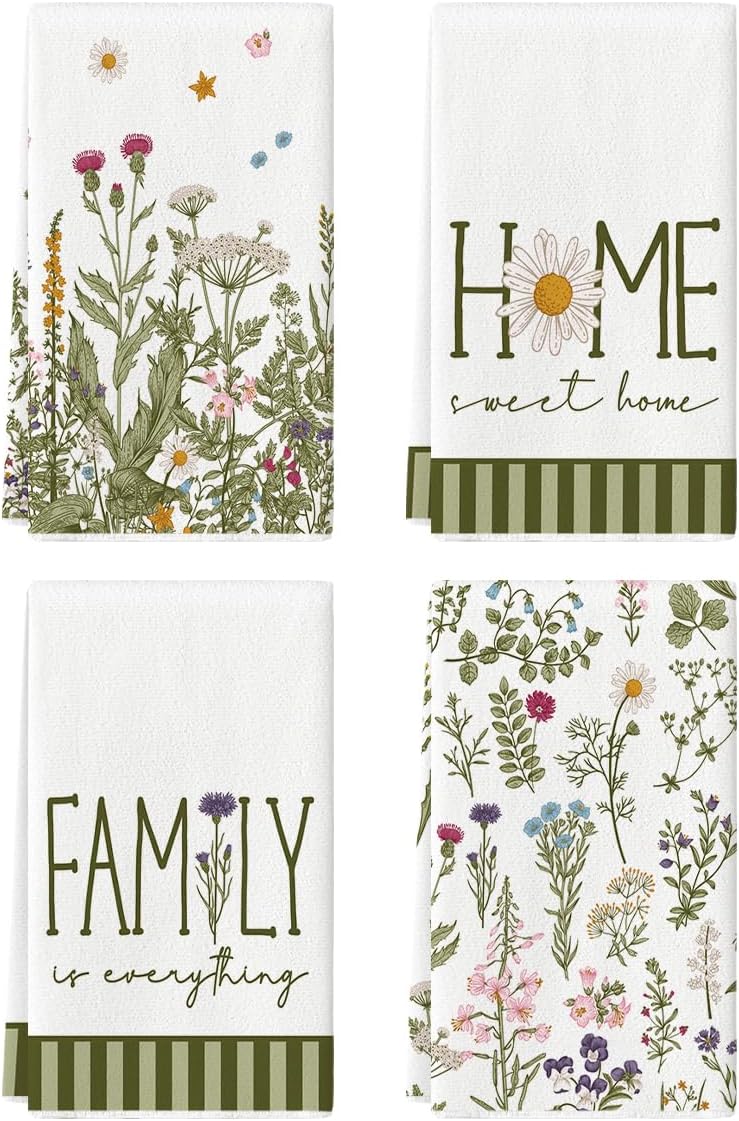 Amazon.com: Artoid Mode Flower Family Home Spring Kitchen Towels Dish ...