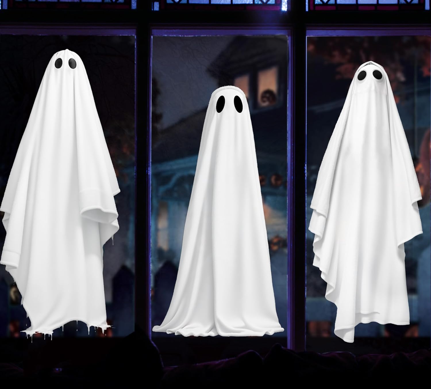 Amazon.com: Extra Large Halloween Window Clings Ghosts Mirror ...