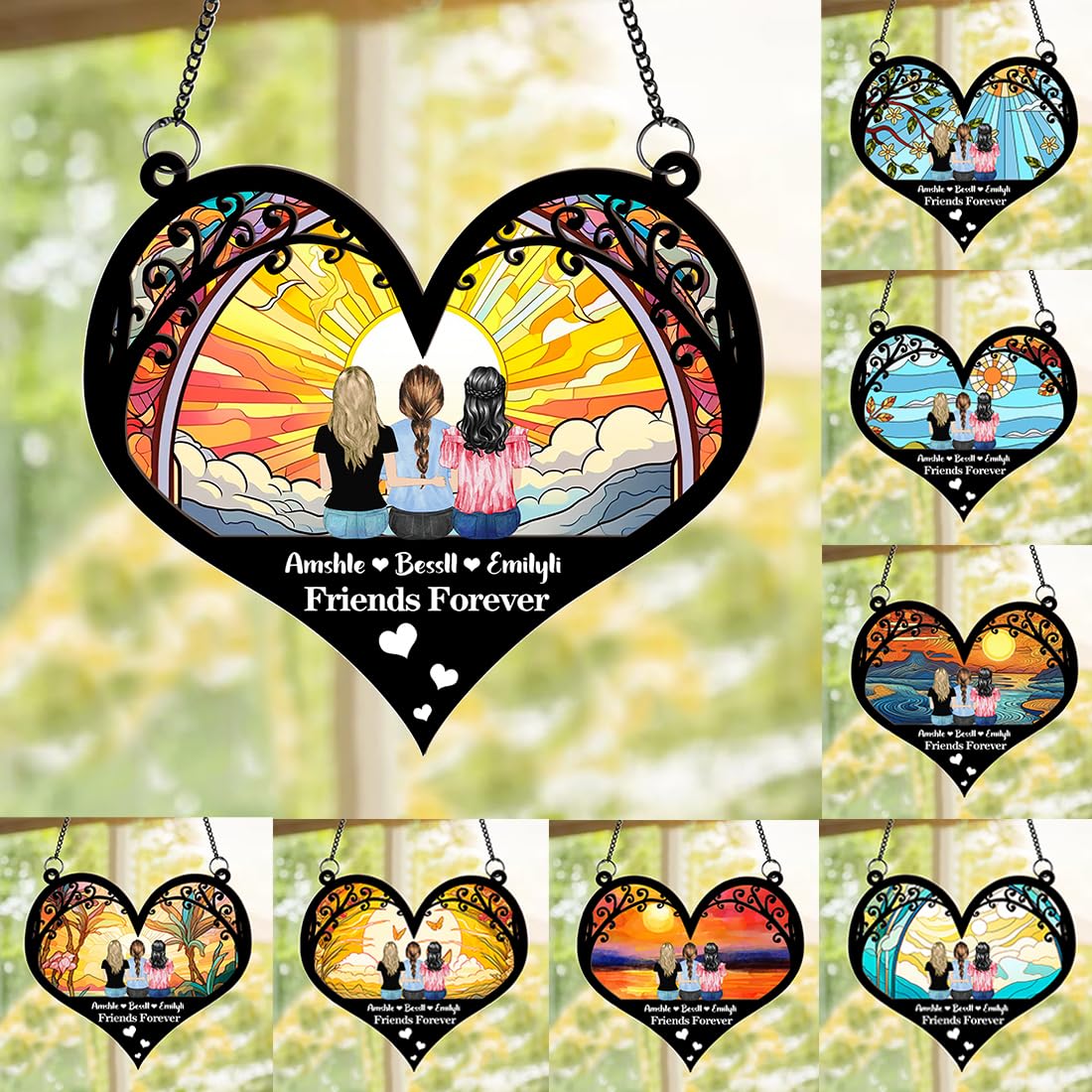 Amazon.com: BFHEFGSUU Personalized Bestie Sister Friendship Window ...