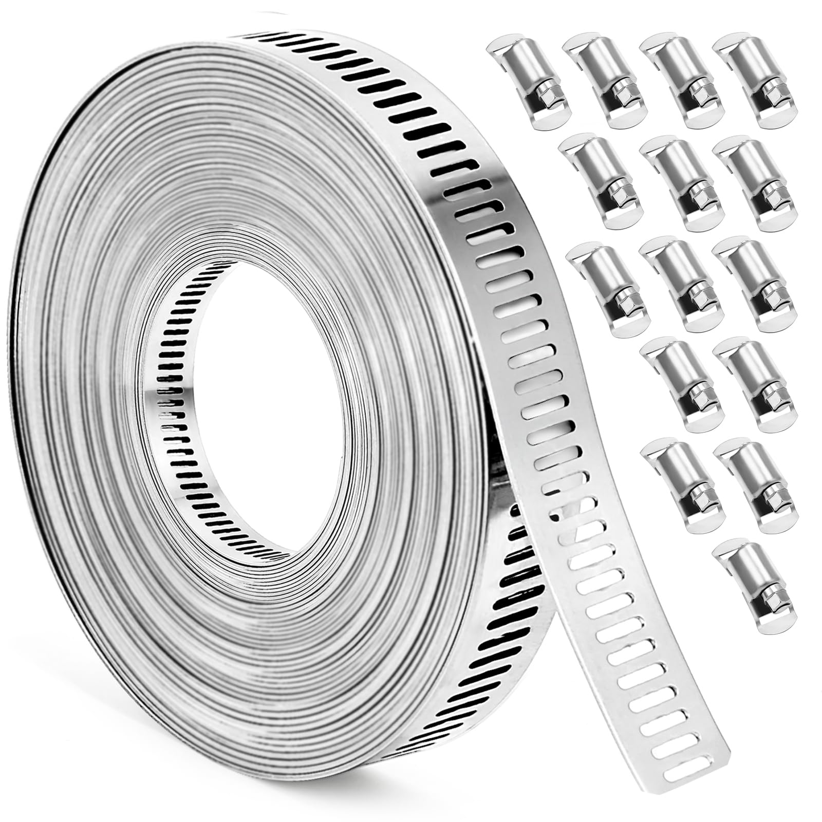 Snapklik.com : Hose Clamps, DIY 36 FT Metal Strap + 15 Fasteners, Hose ...