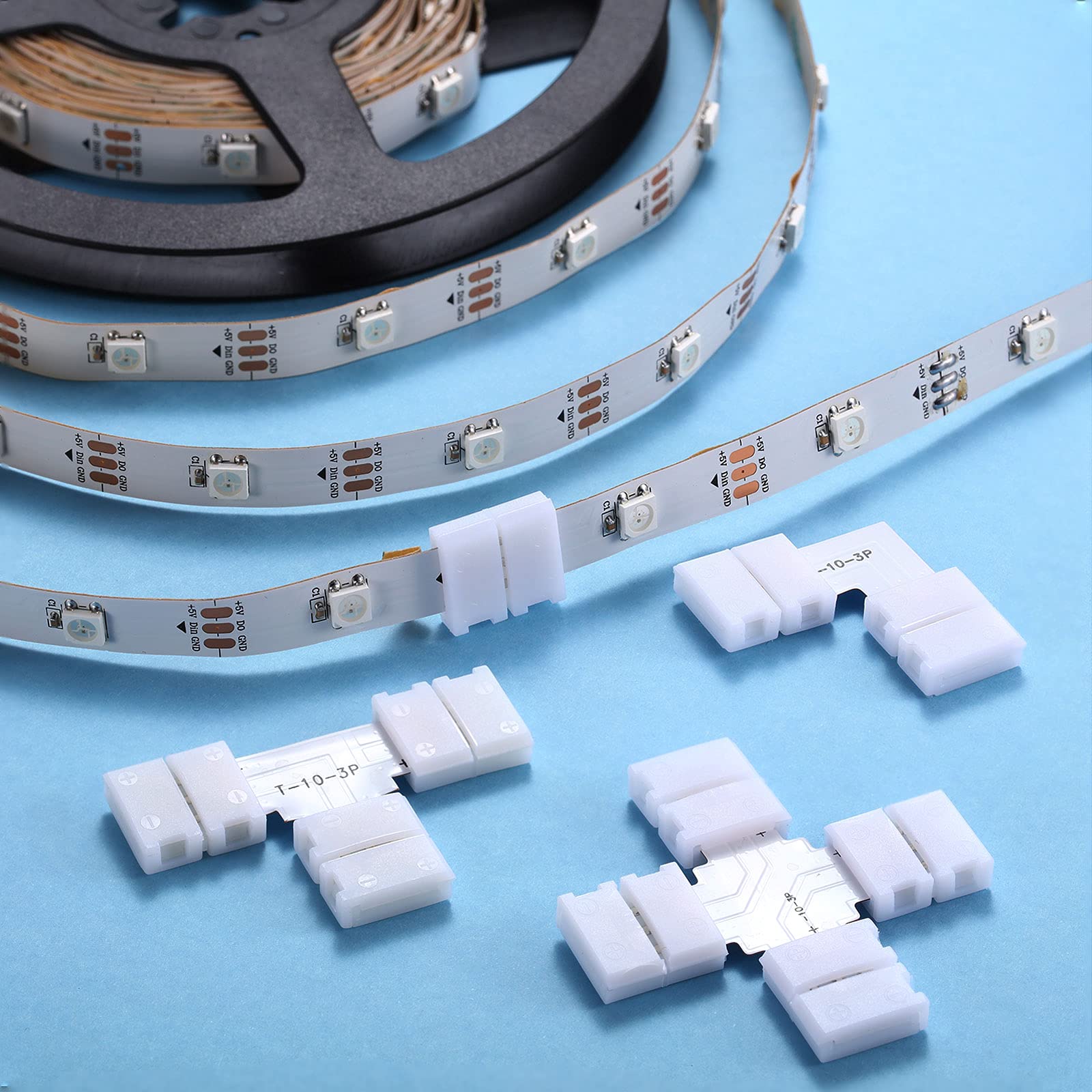 24 Pieces 3 Pin LED Strip Connector Kit Including 10 mm L Shape LED ...