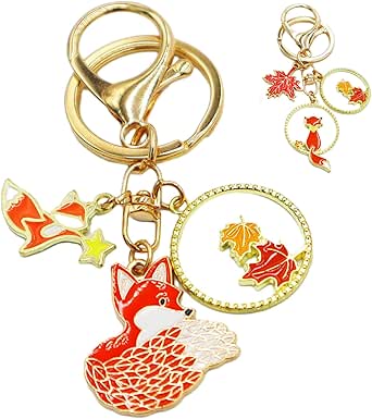 Amazon.com: Cute Keychains 2 Pcs Fox Keychain,Fall Keychain,Fox Lanyard ...