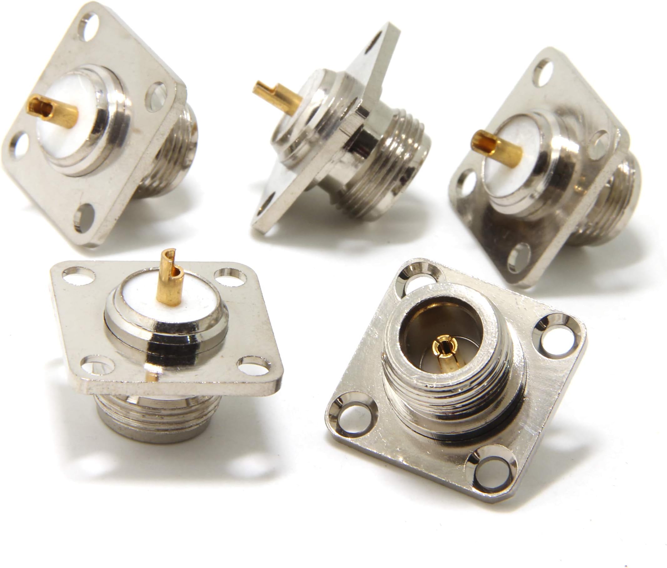 Amazon.com: N Type Female Jack RF Coax Connector 4-Hole Panel Mount ...