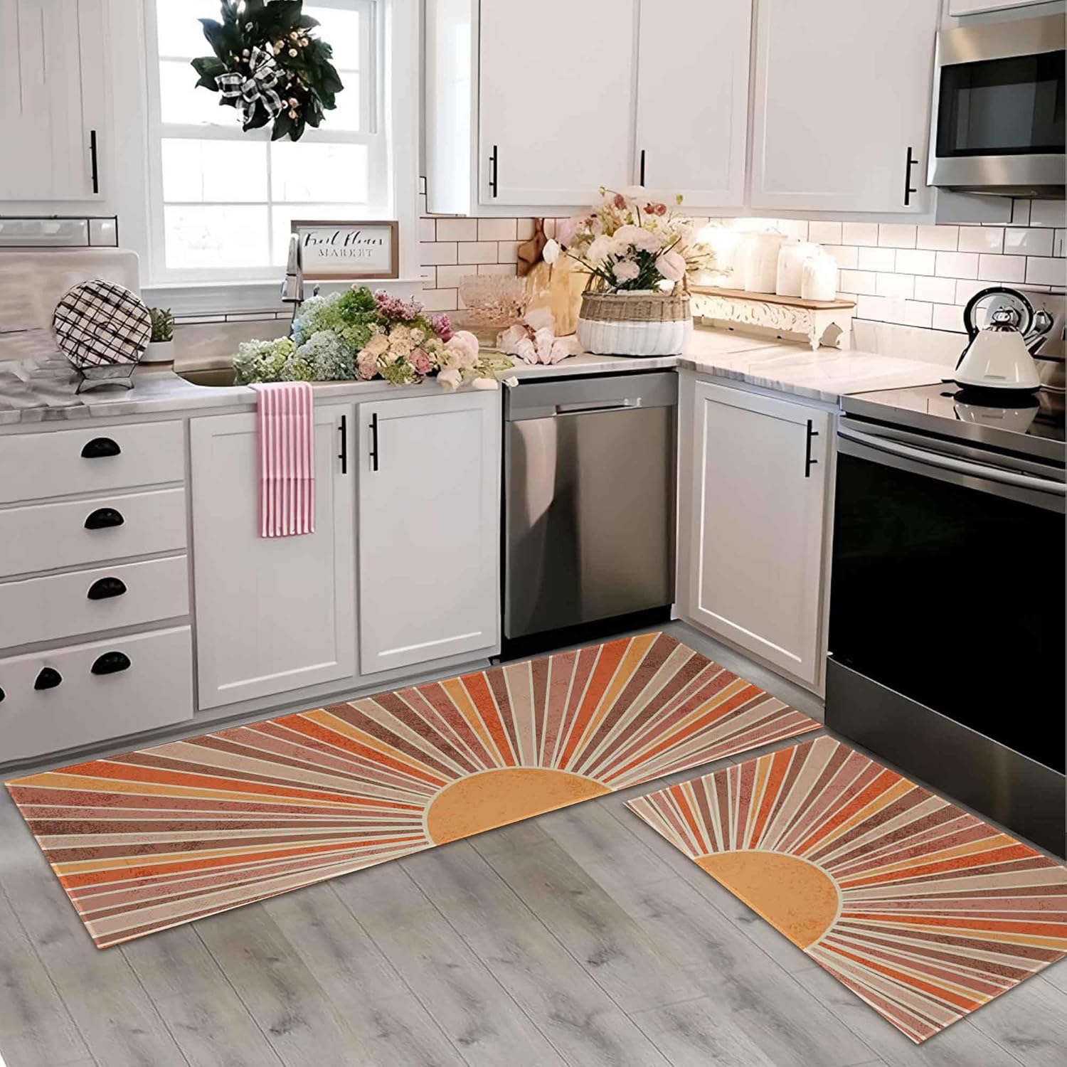 Amazon.com: Putware Mid Century Modern Kitchen Rugs and Mats Set of 2 ...