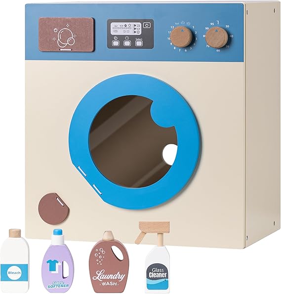 Navaris Toy Washing Machine - Wooden Montessori Children's Washing ...