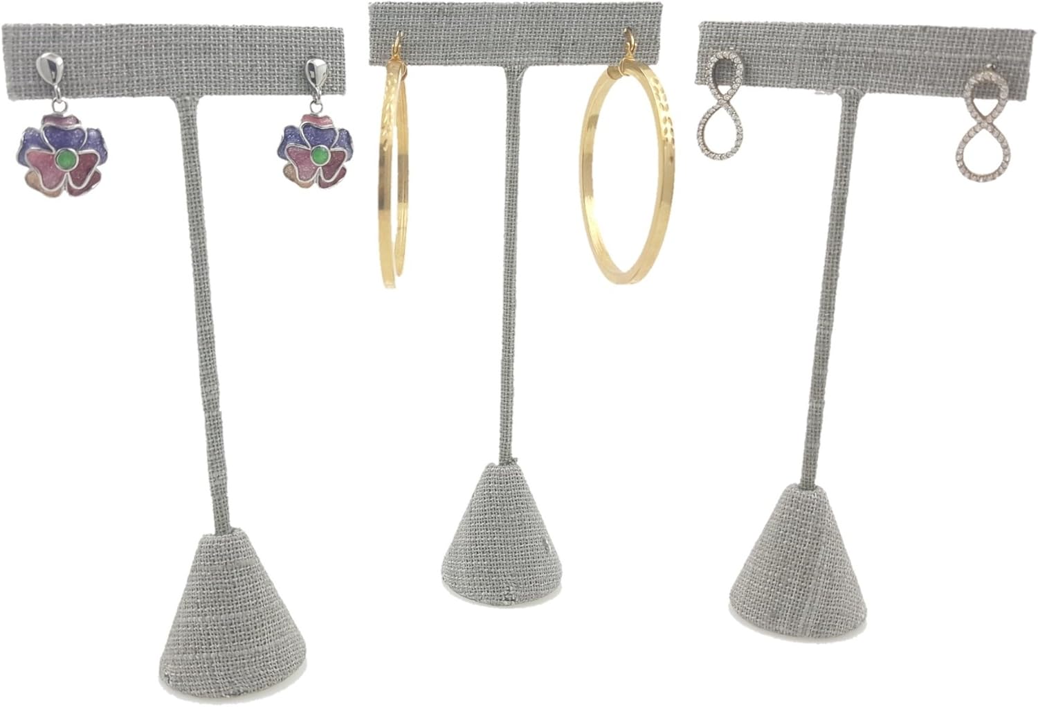Amazon.com: 888 Display USA, Inc 3 Grey Linen 5.75" Earring T Stand ...