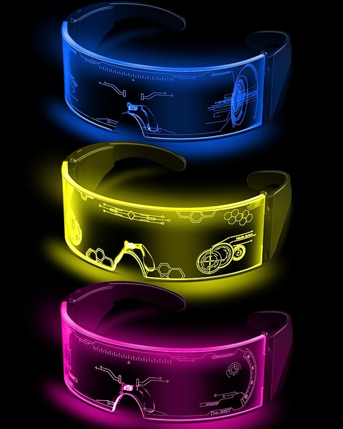 Amazon.com: Chumia 3 Pairs LED Visor Glasses 7 Colors 5 Modes Cyber ...