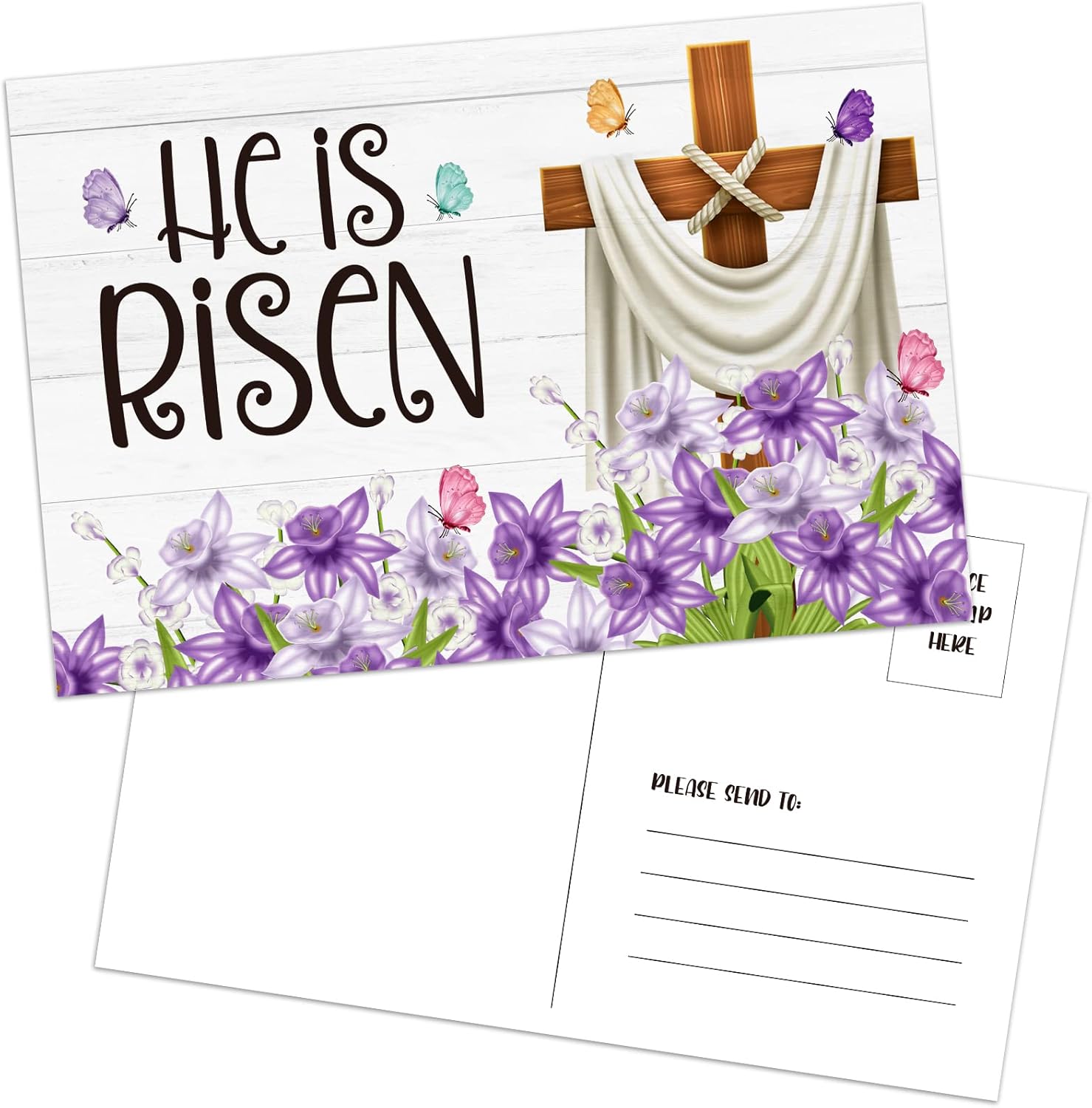Amazon.com : PETCEE He is Risen Postcards - 30PCS Cross Religious ...