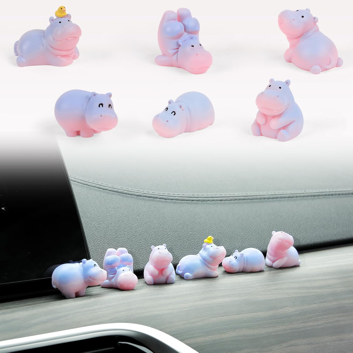 Amazon.com: YGMONER Mini Hippopotamus Car Dashboard Figurines Set of 6 ...