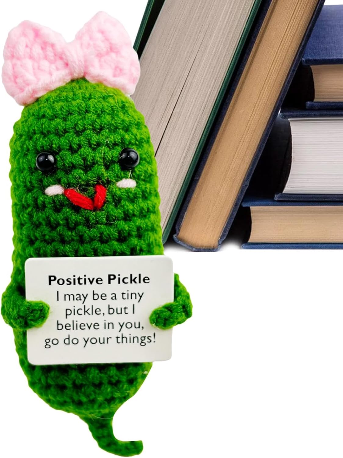 FOCCAR Positive Cucumber,Emotional Support Pickle Cucumber Crochet Doll ...