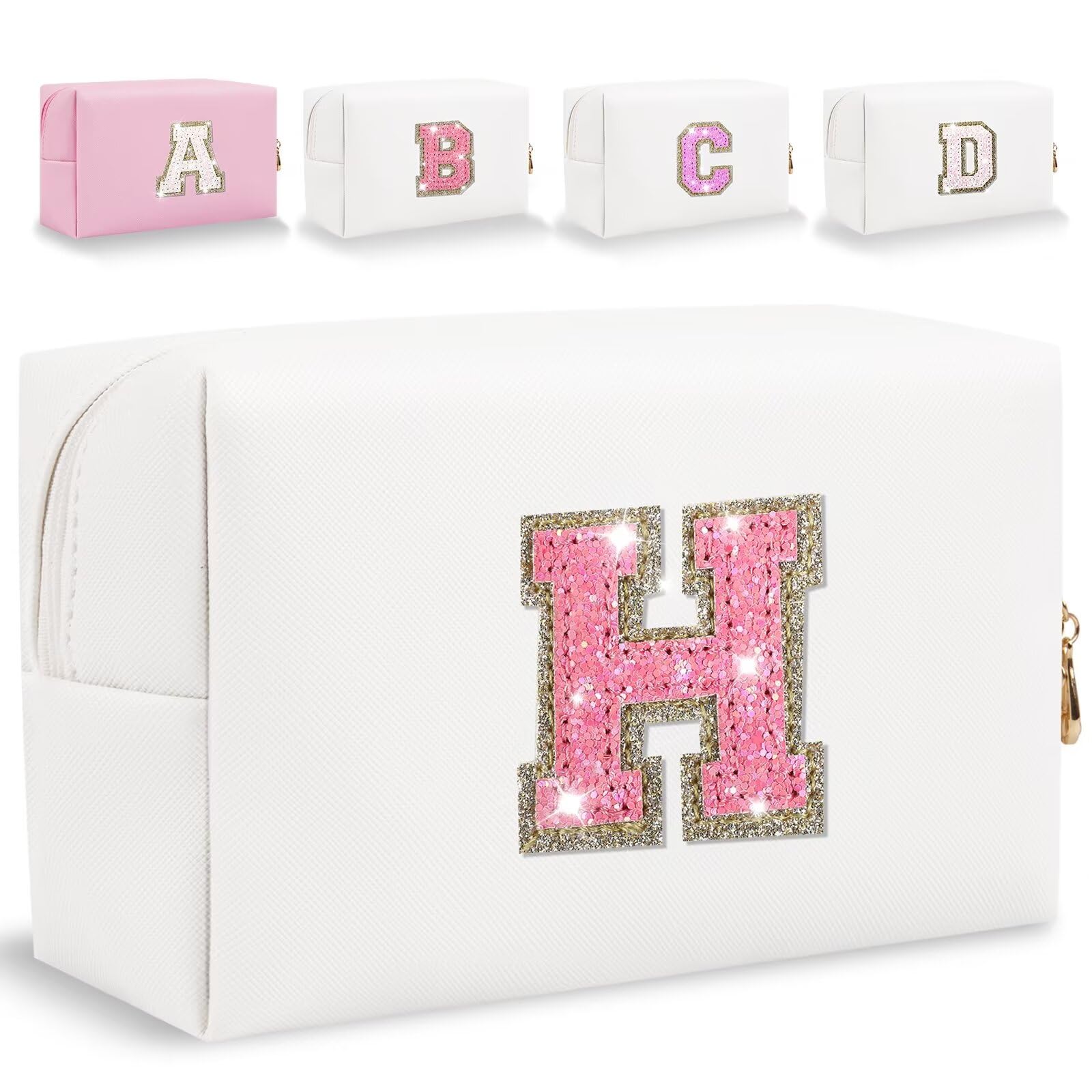 Amazon.com: Glitter Initial Letter Makeup Bag, Small Personalized ...