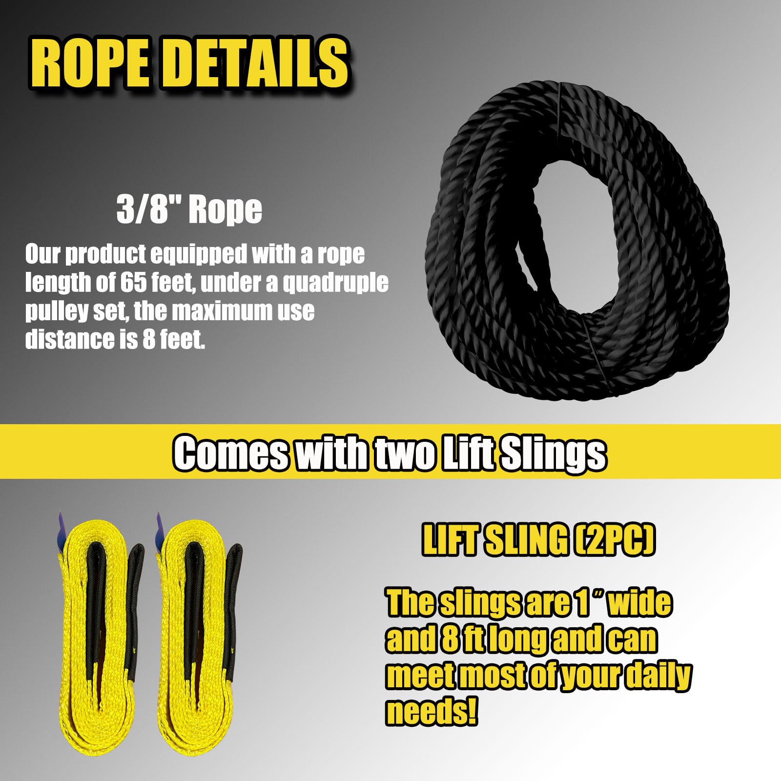 Snapklik.com : FITHOIST Block And Tackle 4400LBS Breaking Strength ...