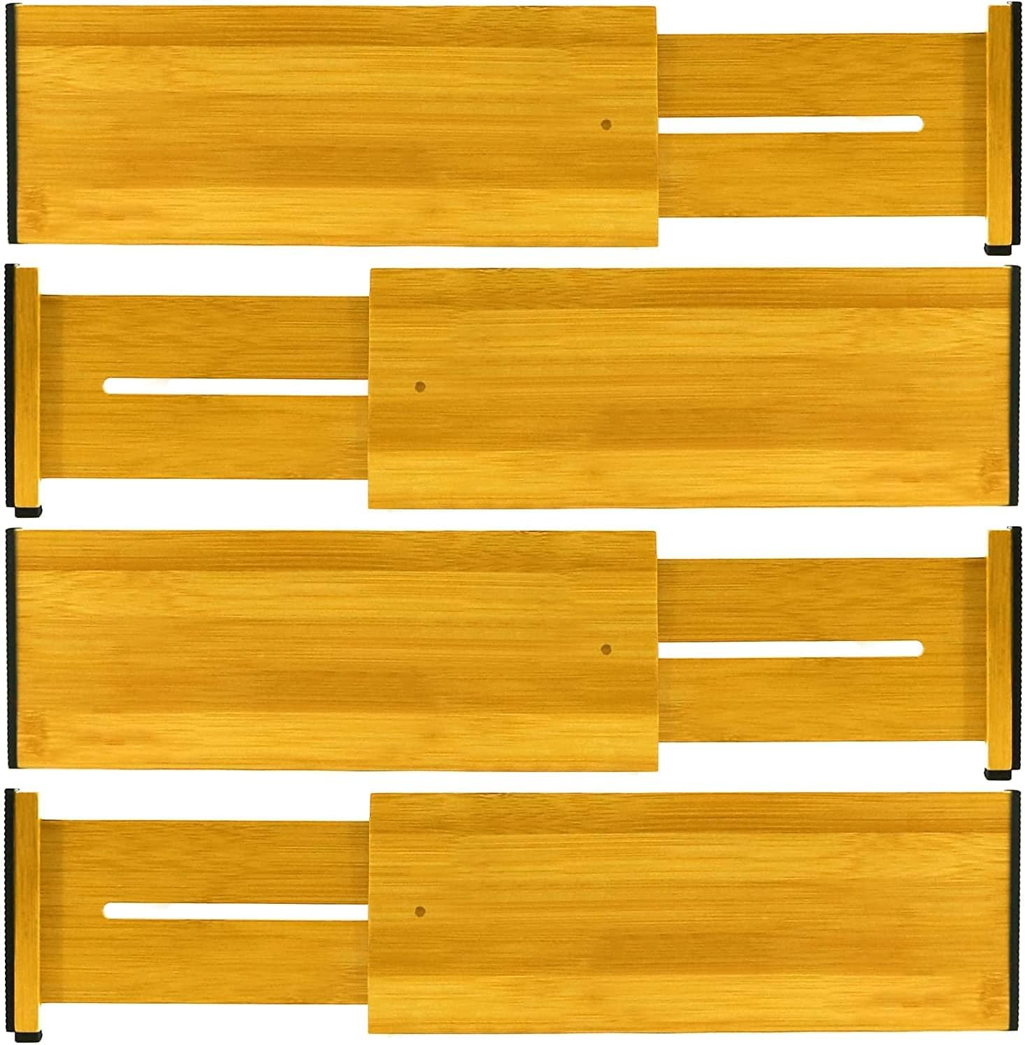 Amazon.com: Bamboo Drawer Dividers, Adjustable 4-Piece Organizer ...