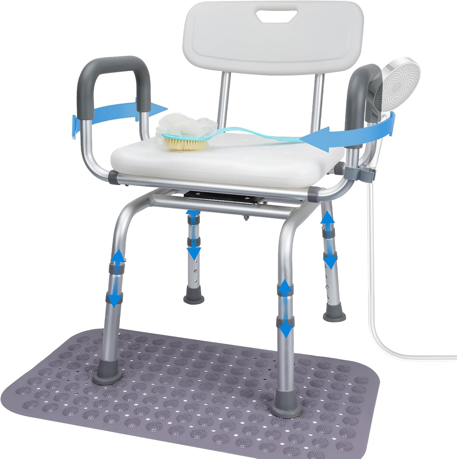 Amazon.com: LUNYEE 360°Swivel Shower Chair for Elderly and Disabled ...