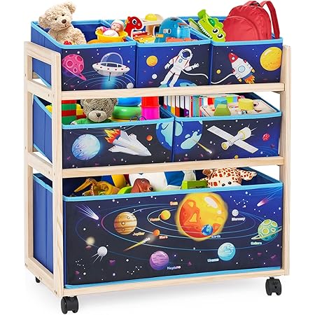 Amazon.com: Kids Toy Storage Organizer with Wheels, Utility Rolling ...