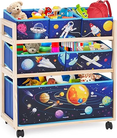 Amazon.com: Kids Storage Organizer with Wheels - Utility Rolling Cart ...