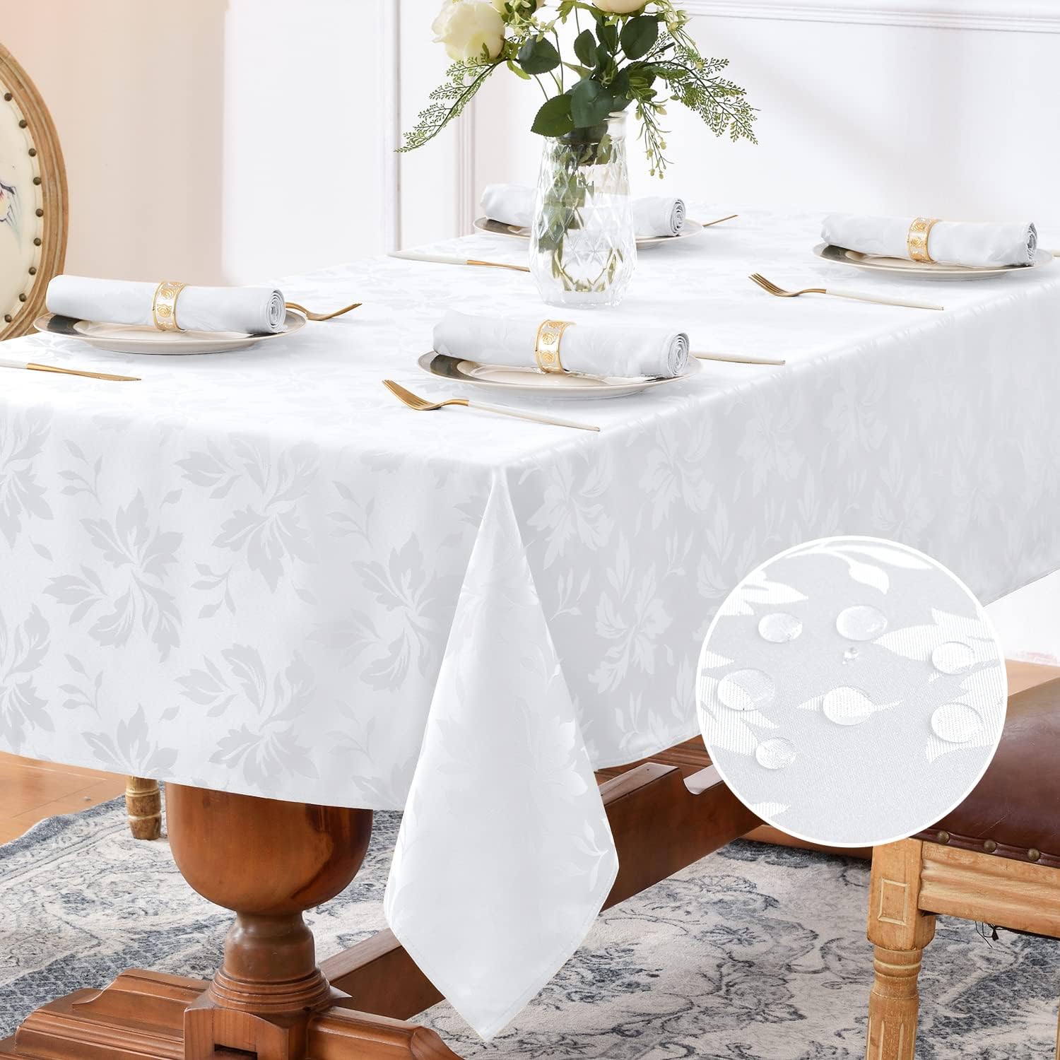 Amazon.com: GLORY SEASON Textured Tablecloth Waterproof Spillproof Lace ...
