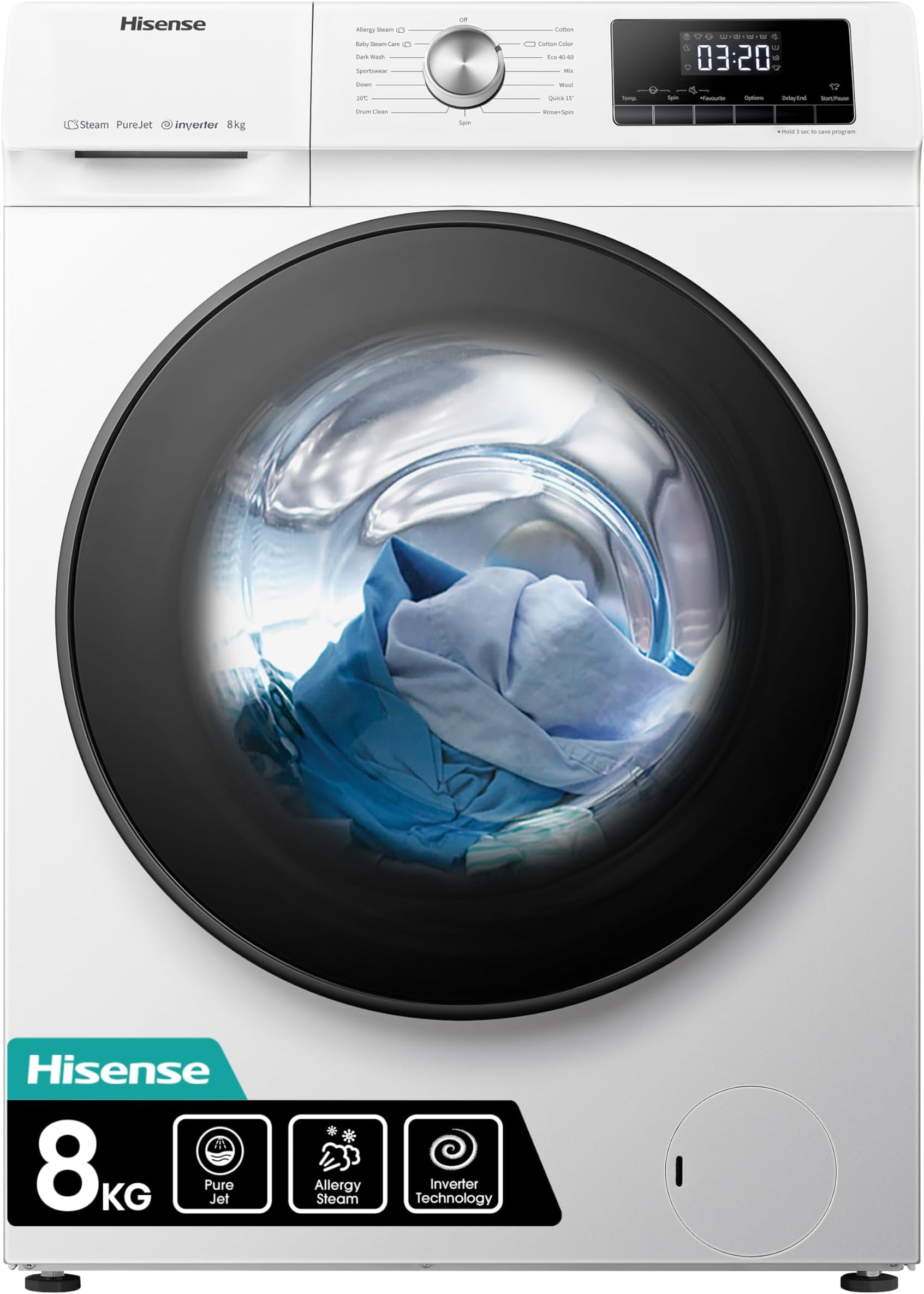 Hisense WDQA8014EVJM 60cm Freestanding 8 KG Front Load Washer Dryer ...