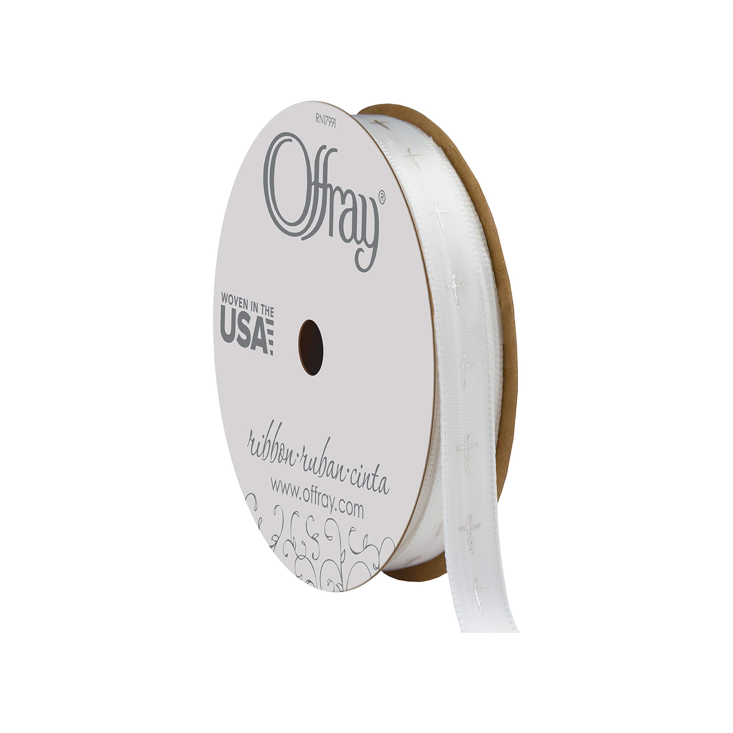 Amazon.com: Offray Simple Cross Craft Ribbon, 3/8-Inch x 15-Feet, White ...