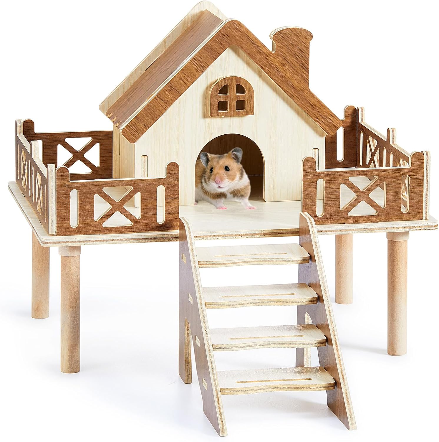 Amazon.com : Wooden Hamster Platform and Dwarf Hamster House, Hamster ...
