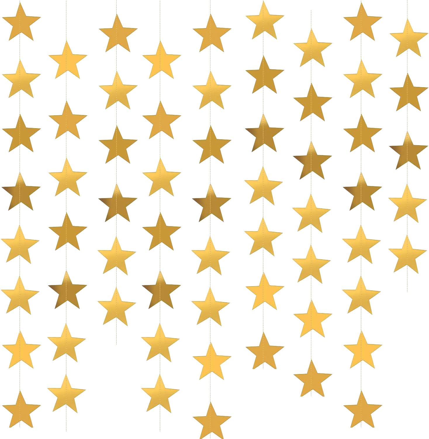 Amazon.com: Yzurbu Gold Star Garland, 78 Feet Double Side Hanging ...
