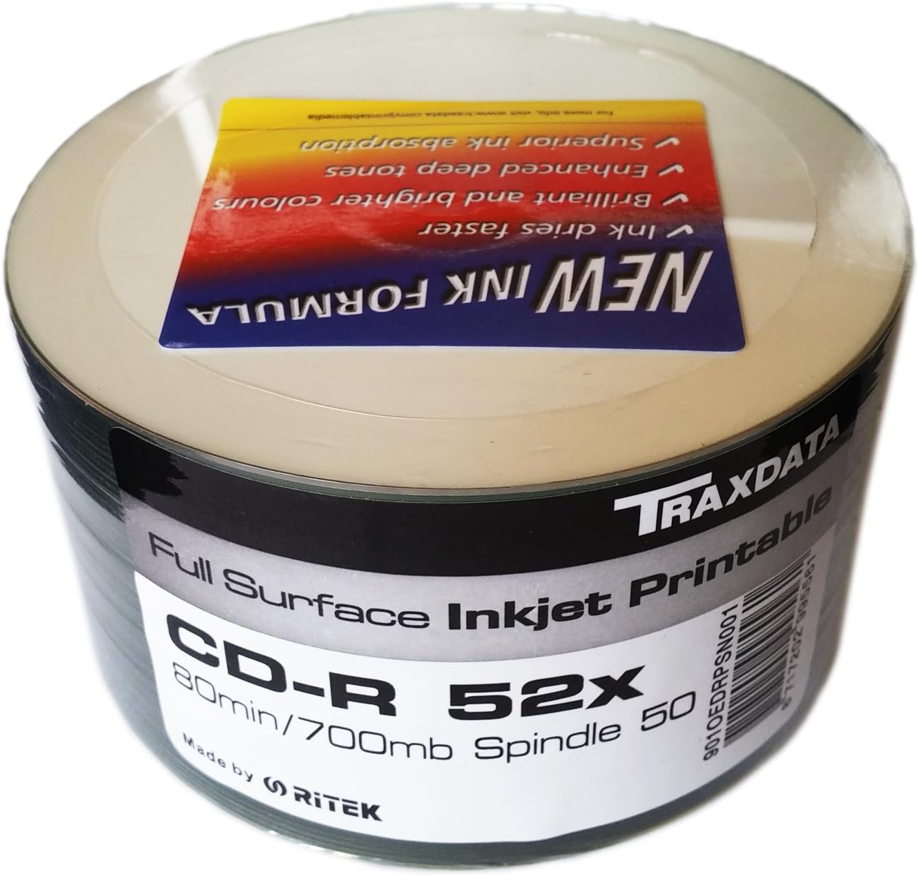 Ritek 50pcs Cello Envuelta, Traxdata CD-R 80min, 700 MB CD-R 52x, para ...