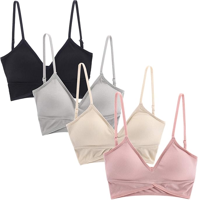 Peachat Triangle Bralette for Women Low Back Crisscross Longline ...
