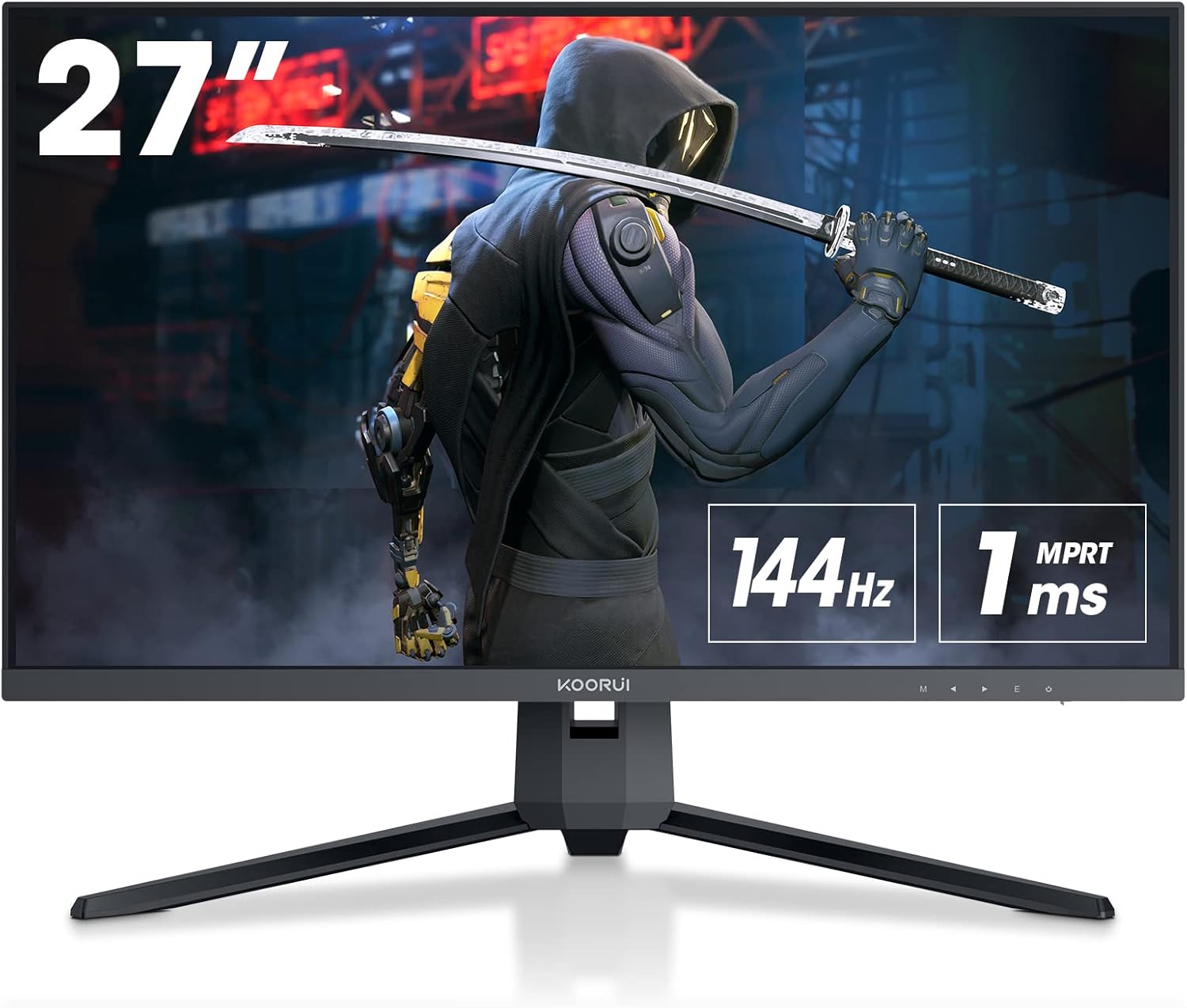 KOORUI 27 Inch QHD 2560x1440 Gaming Monitor 144 Hz, 1ms, DCI-P3 90% Color Gamut, FreeSync, Ultra ...