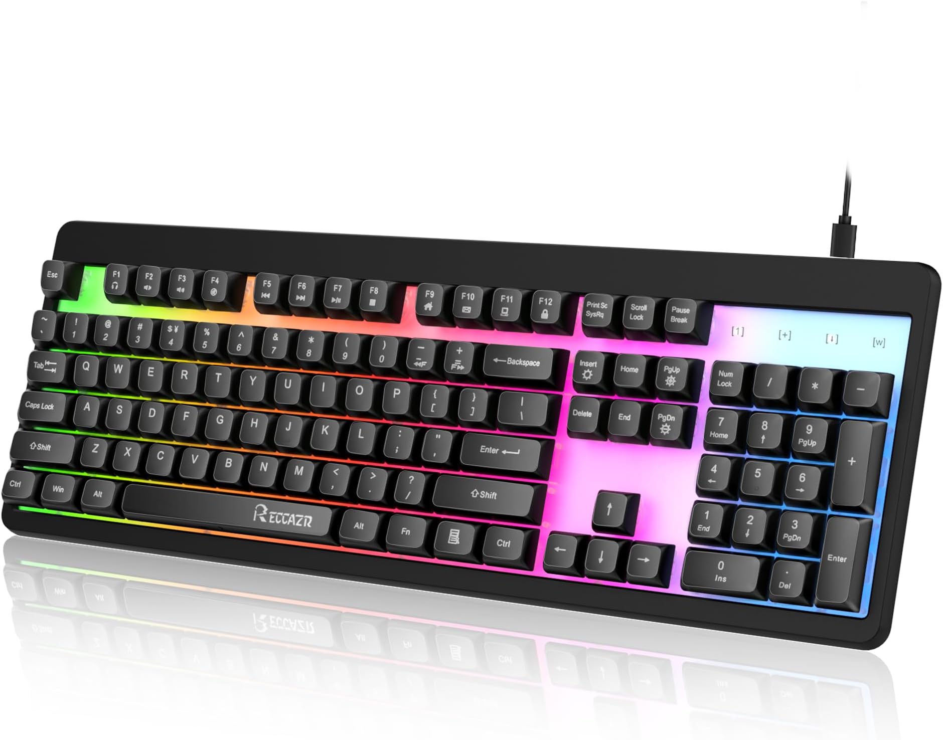 Amazon.com: TECURS Wireless Keyboard Gaming- Light Up Keyboard Silent ...