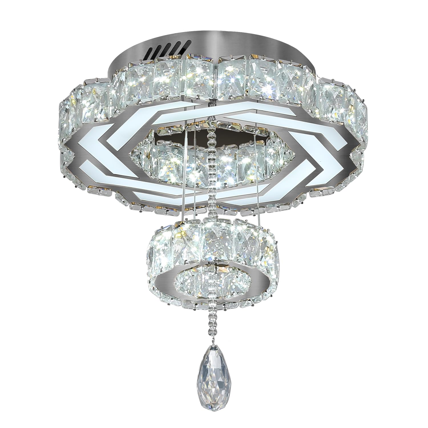 Light Fixtures Ceiling Mount 24" Black Crystal Chandelier - Smart ...