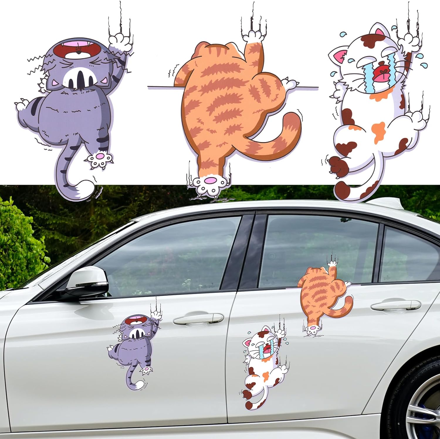 Amazon.com - Scratch Cat Vinyl Car Sticker, Cute Three Cats Scratch ...