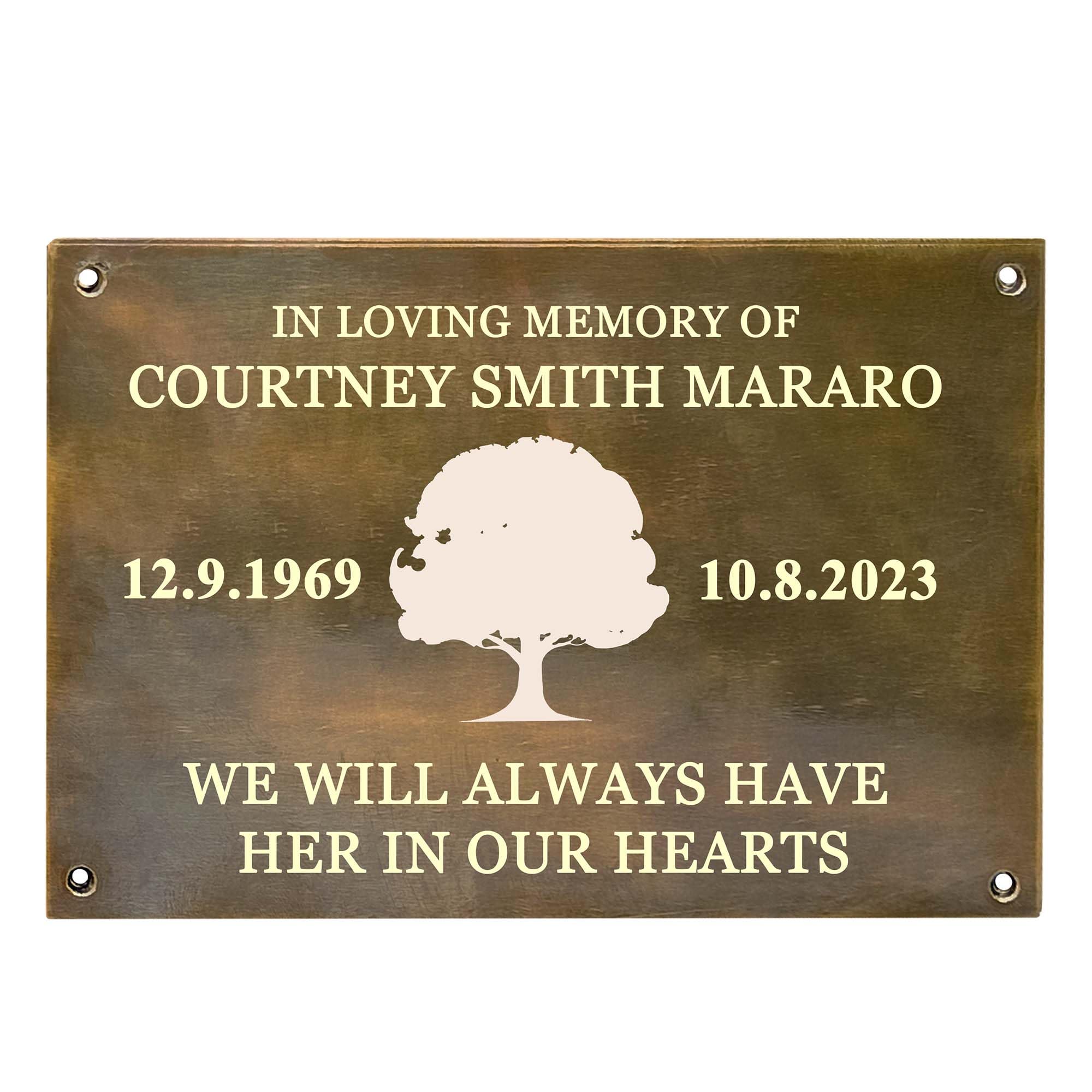 Amazon.com : Custom Memorial Plaque| Brass Metal Antique Finish| Oak ...