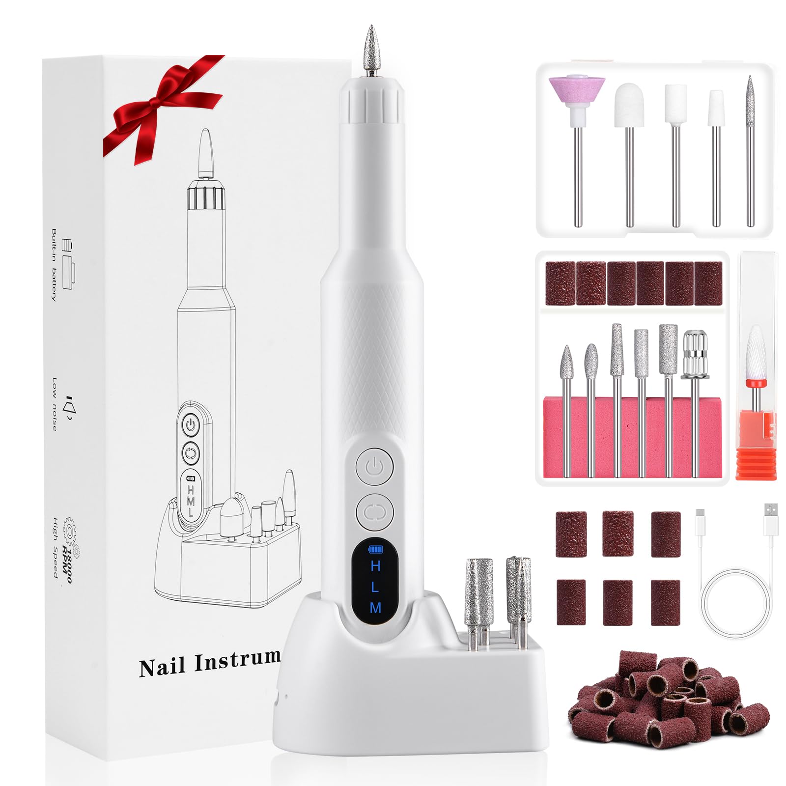 Amazon.com: URAQT Electric Nail Drill, Nail Drill Kit Professional Nail ...