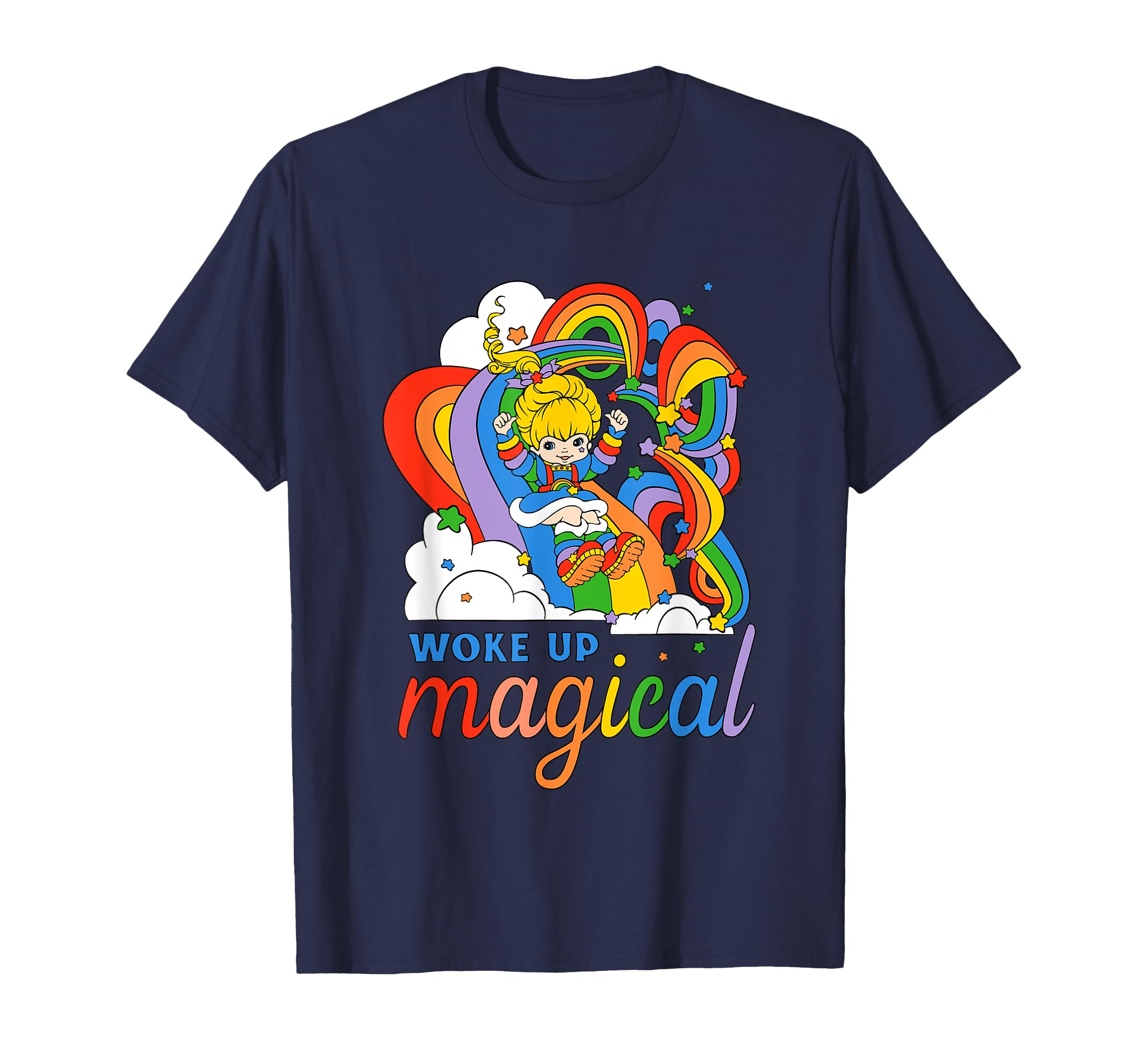Amazon.com: Rainbow Brite Woke Up Magical Vintage Rainbow Slide T-Shirt ...