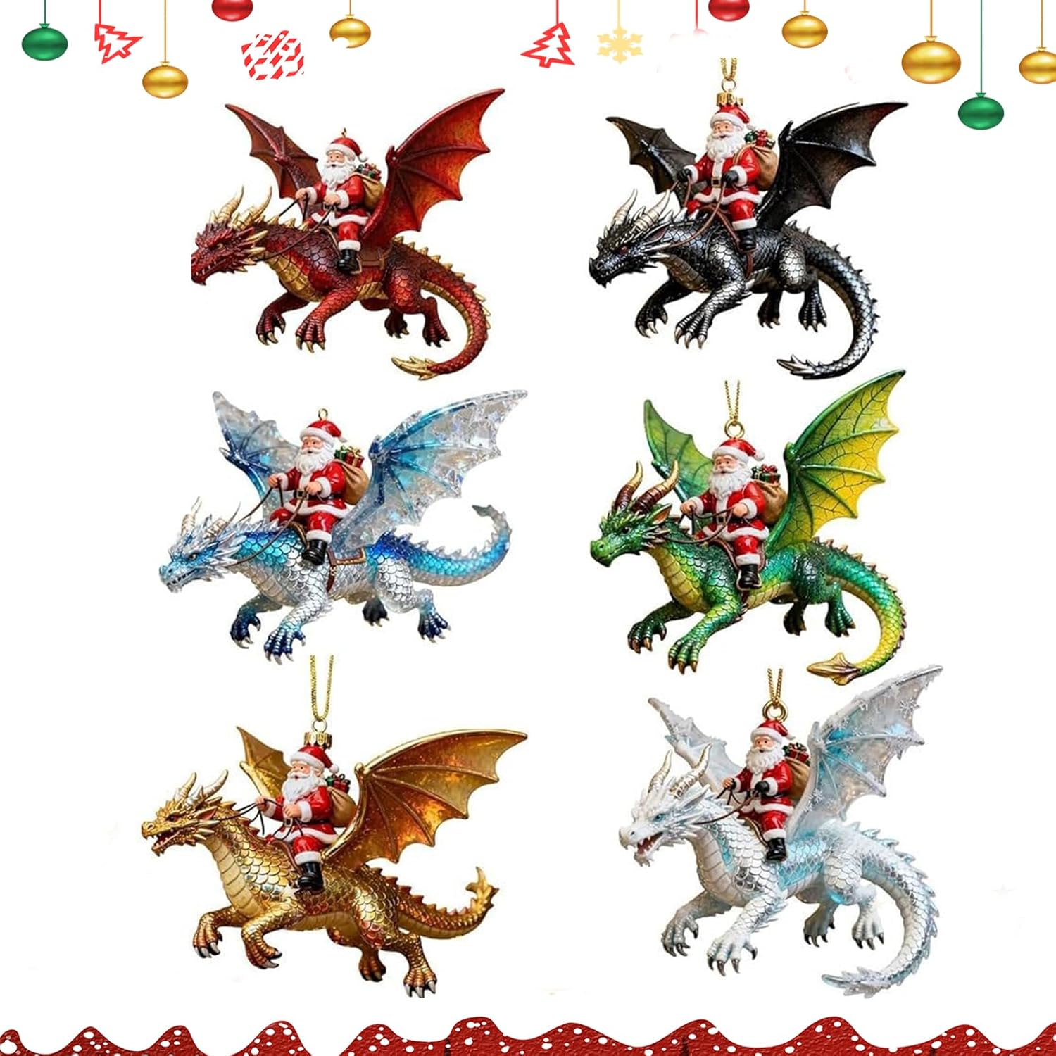 Amazon.com: Santa's Dragon Riders Ornament Collection, Santa Riding A ...